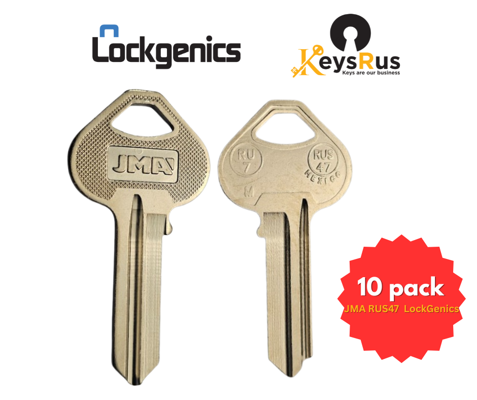 JMA RUS47 Key Blank – 5-Pin Nickel-Plated Brass – 10 Pack Mater key fo ...