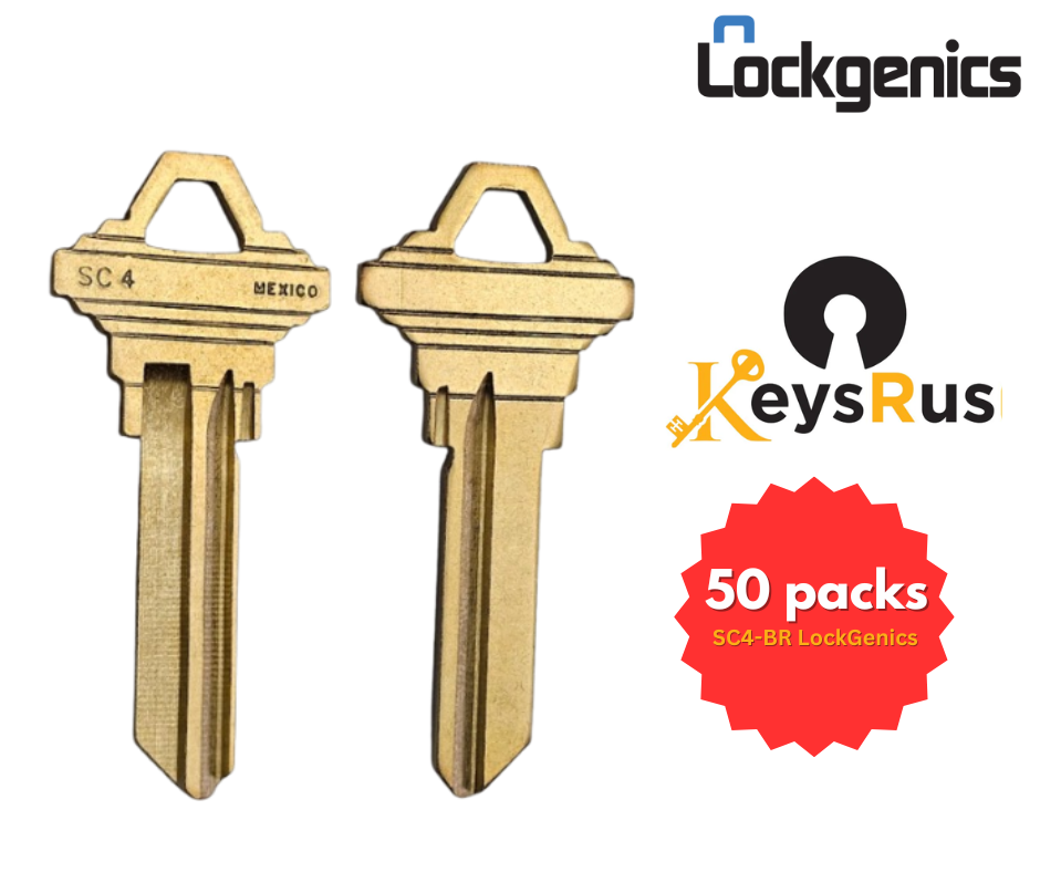 SC4-BR LockGenics Key Blanks – 50 Pack – Brass 6-Pin Key Blanks for Sc ...